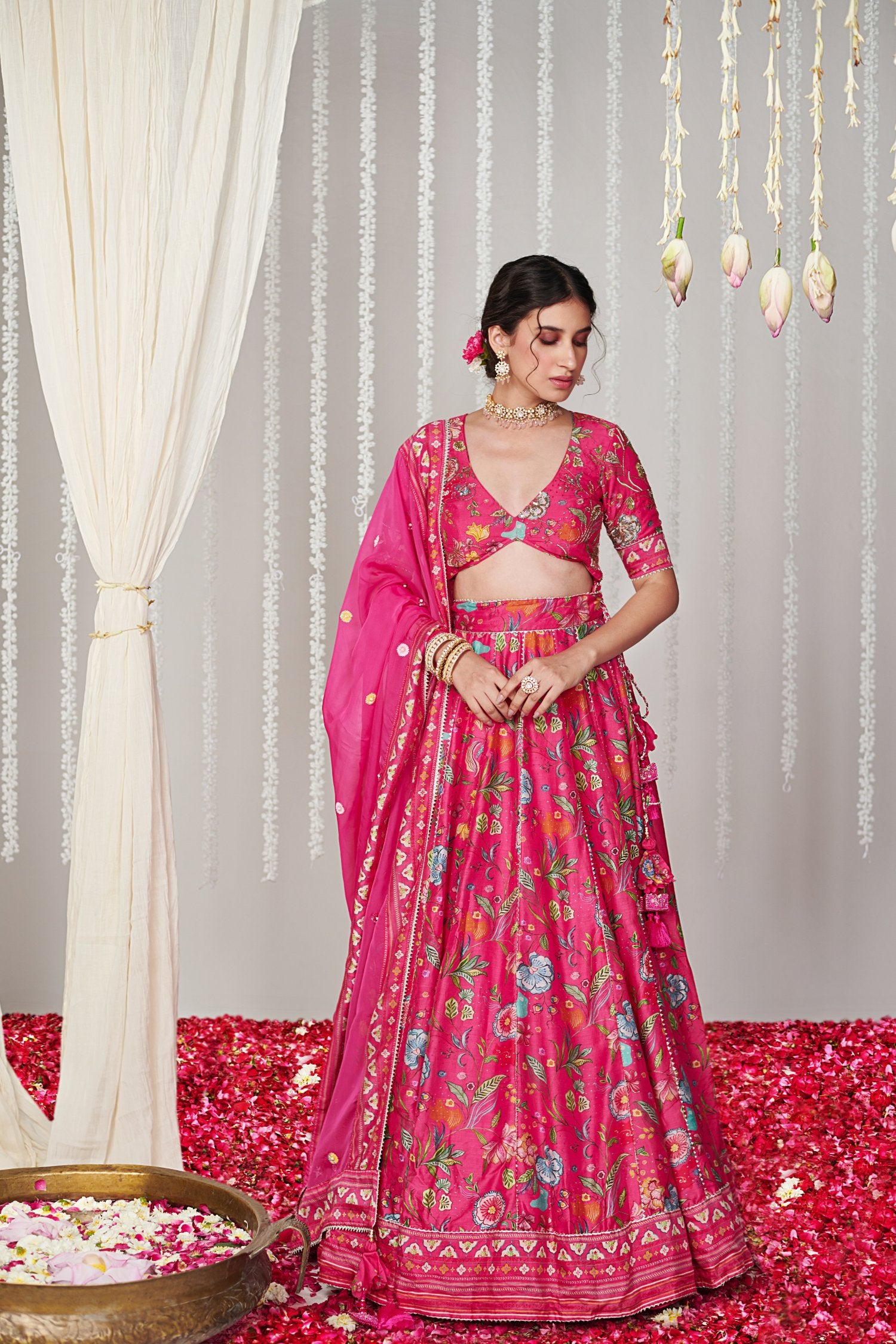 Bagicha hot pink lehenga set of 3 – AGASHE