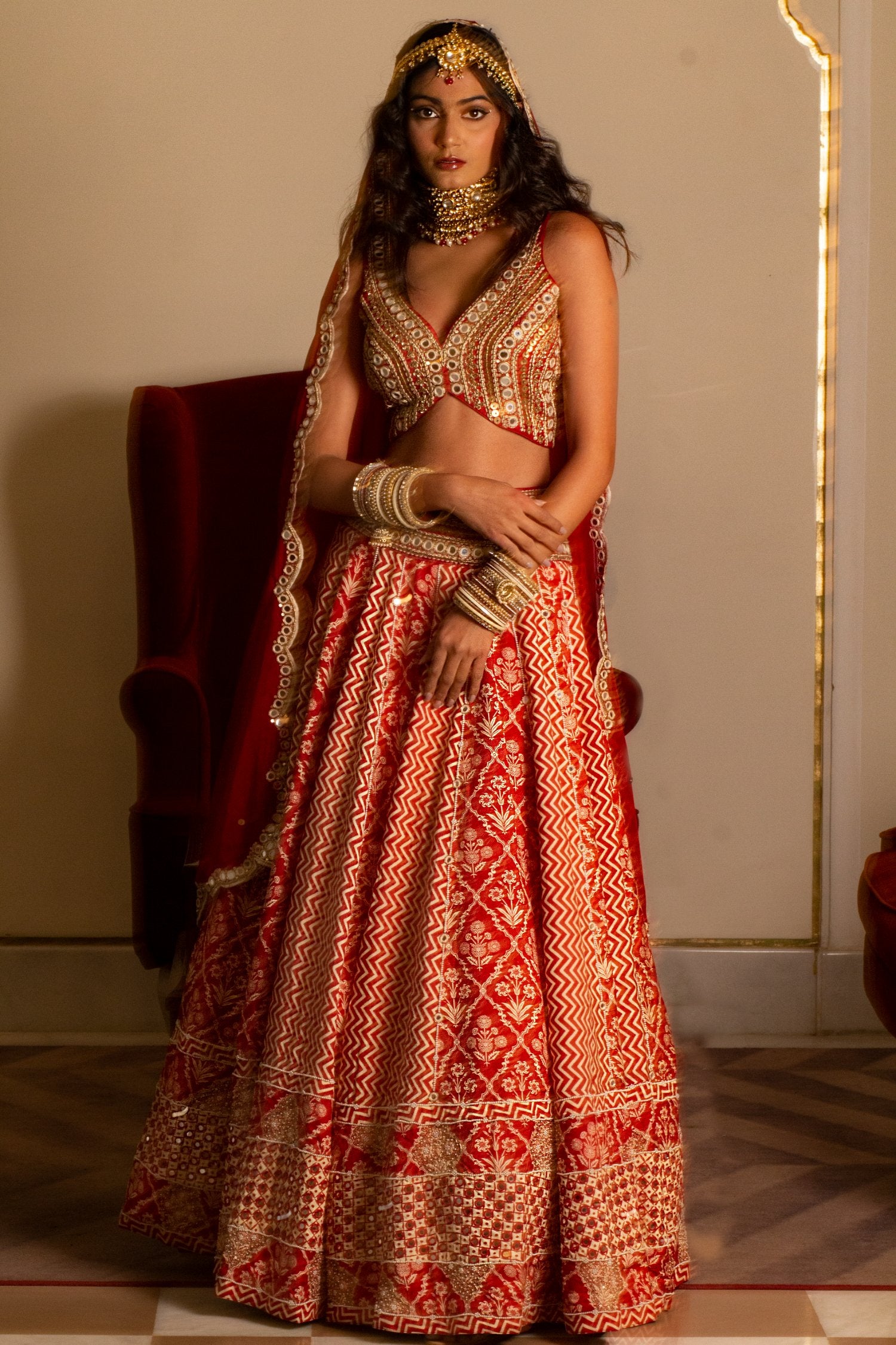 Rustic Red Bridal Lehenga Set – AGASHE