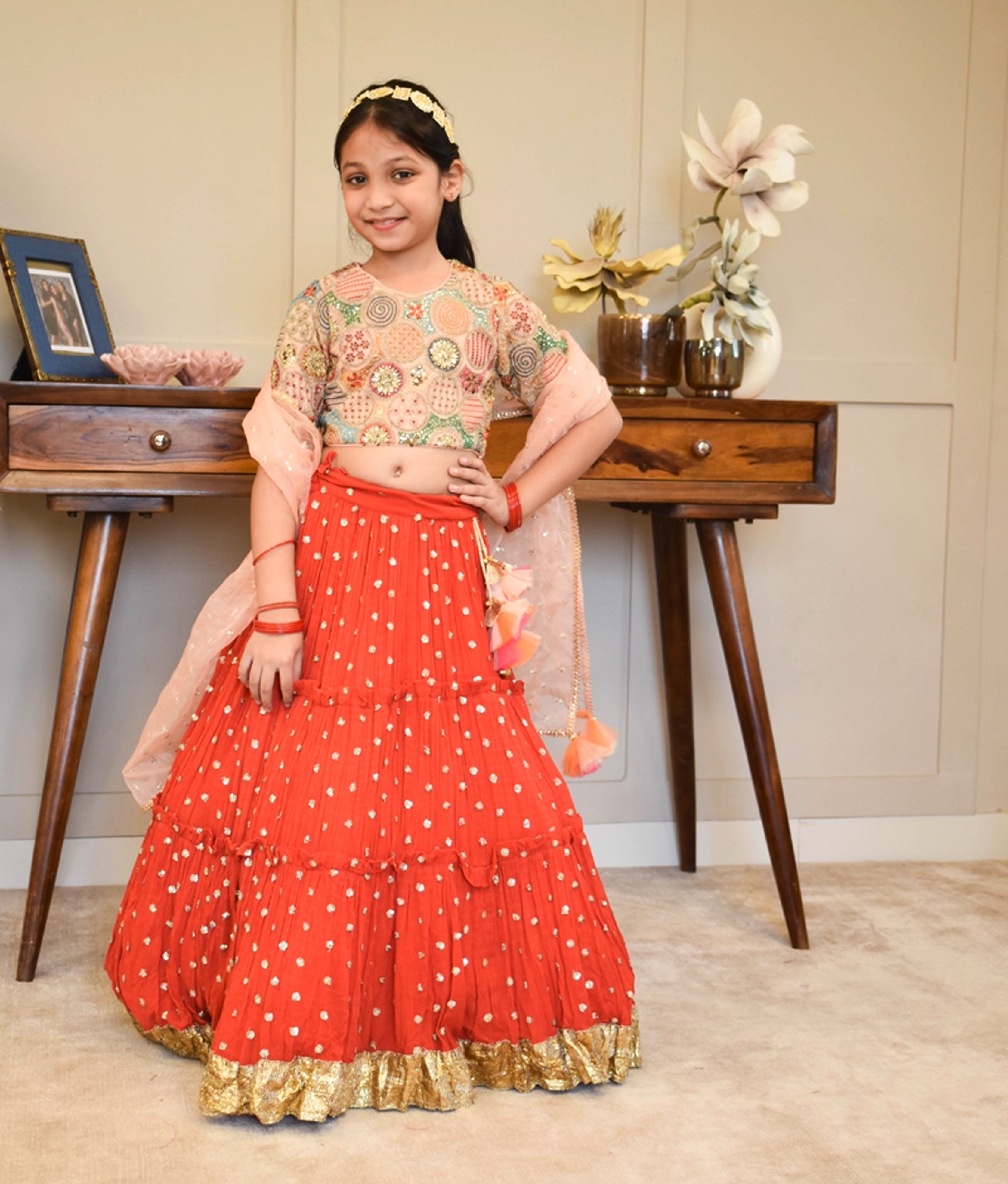 Red Crinkle Lehenga Set – AGASHE