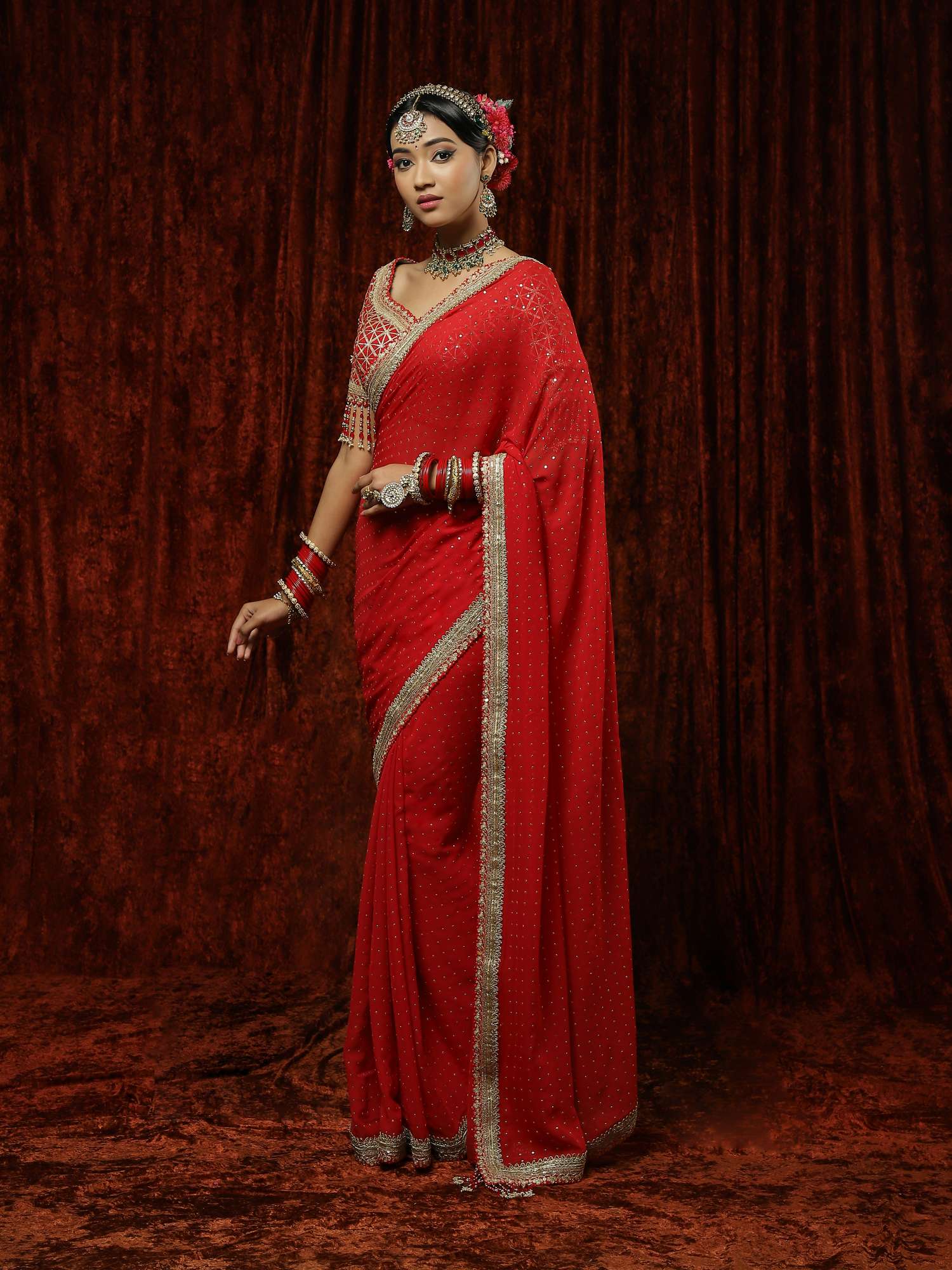 Surkh Lal Saree & Blouse Set – Agashe