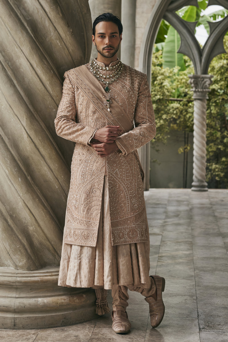 The Maharaja Edit -Sherwani Set (Texture Kurta) – AGASHE