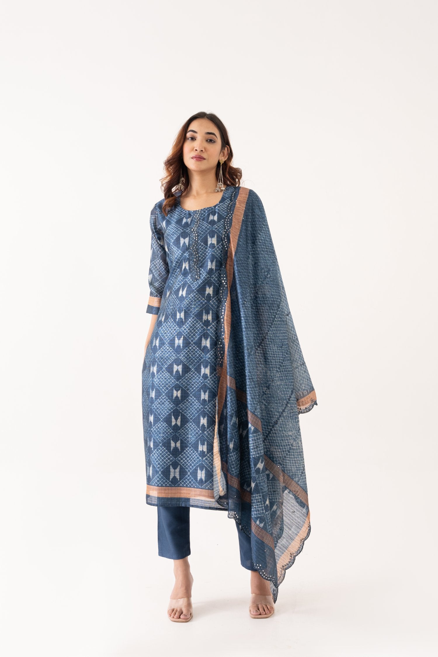 Indigo Embroidered Kurta Set – AGASHE